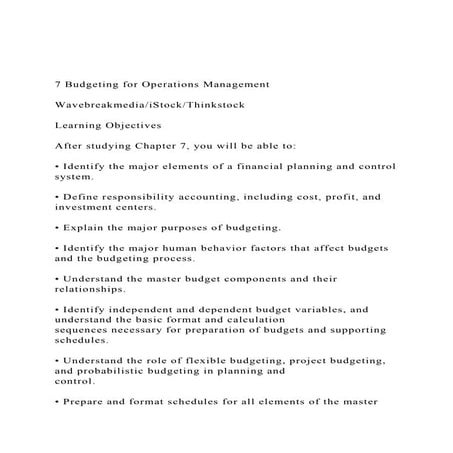 7 Budgeting for Operations ManagementWavebreakmediaiStock.docx