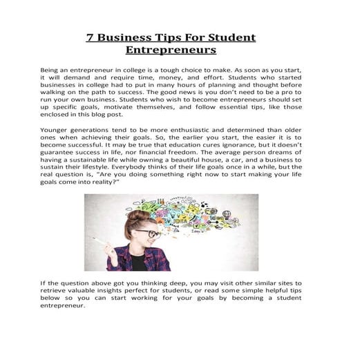 7 business tips for student entrepreneurs | DOCX