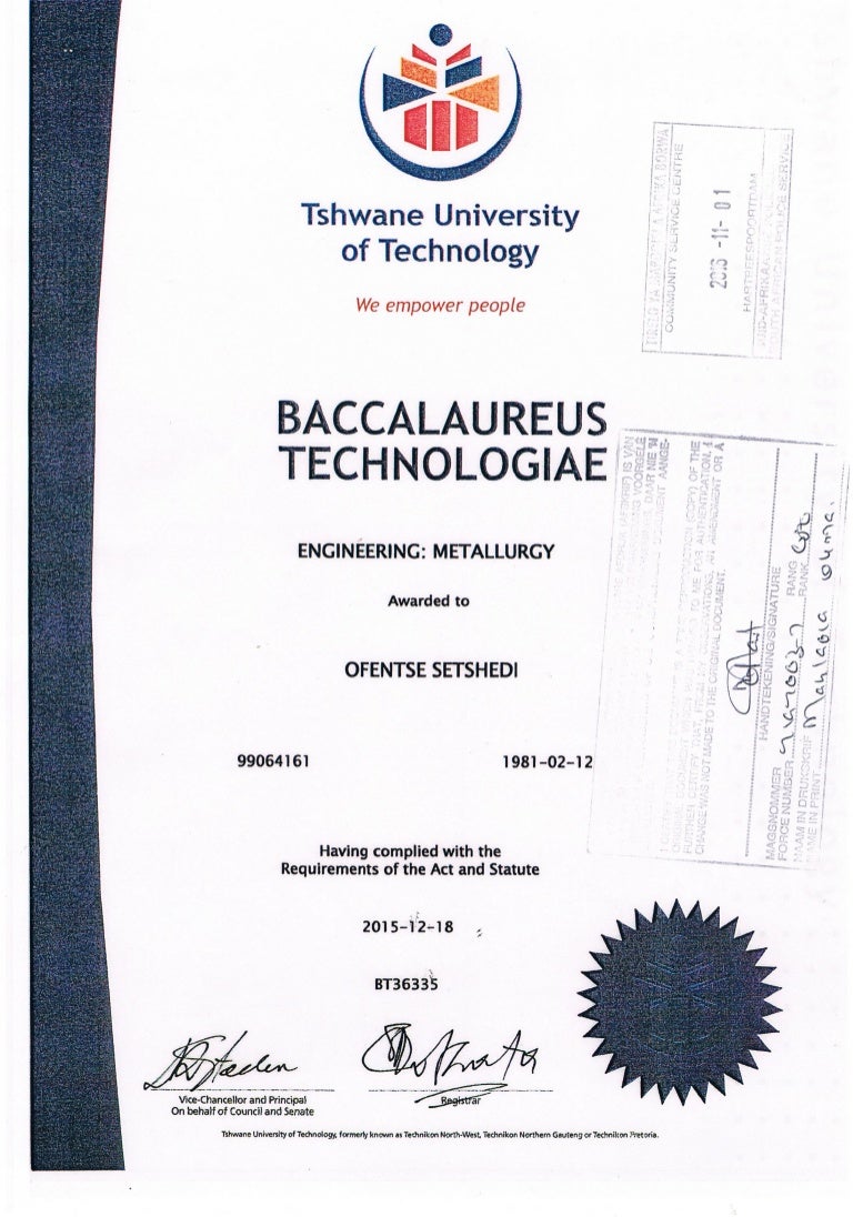 B.Tech Certificate - Certified