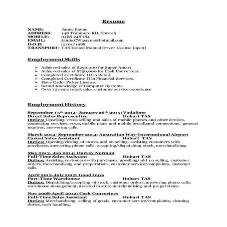 Jamie Payne Resume | DOCX