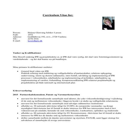 CV Helena Larsen | PDF