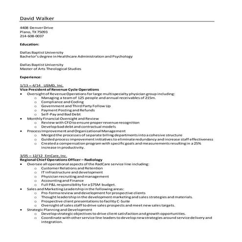 David Walker Resume | DOCX