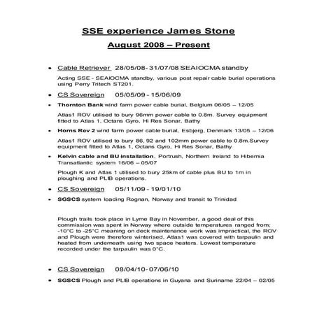 SSE experience James Stone | DOCX