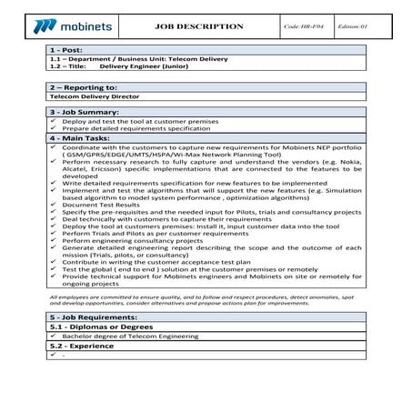 Delivery Engineer (Junior)-JD | PDF