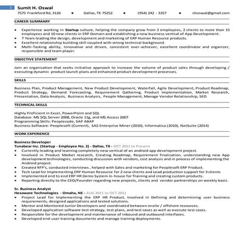 Sumit Oswal Resume | DOCX