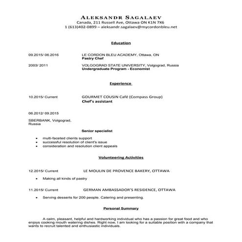 Resume Aleksandr Sagalaev | PDF