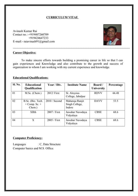 Avinash Rai Resume | DOC Avinash Rai Resume | DOC