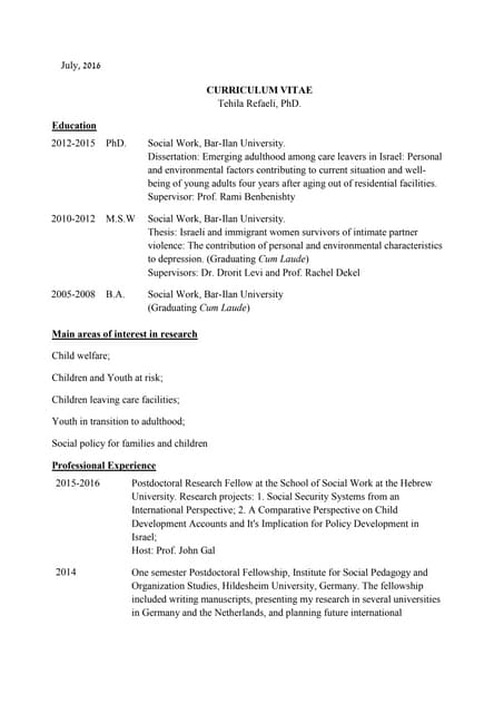 Elizabeth Yarrow CV 2016 | PDF