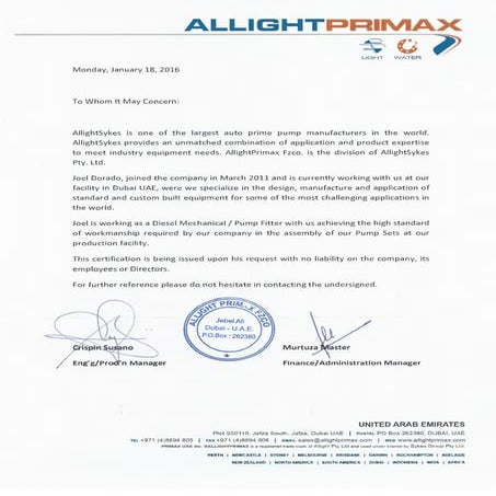 Certificate Allight Primax | PDF