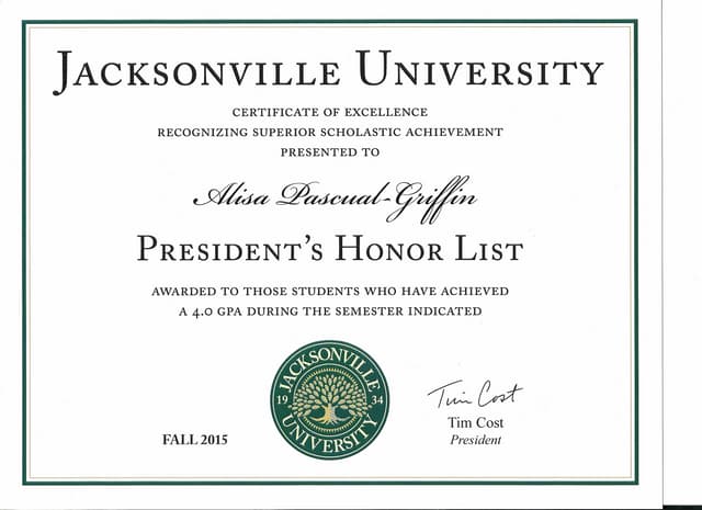 President's Honor List | PPT President's Honor List | PPT