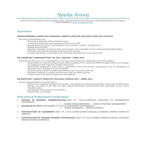 SYED SADAQAT ALI CV | PDF