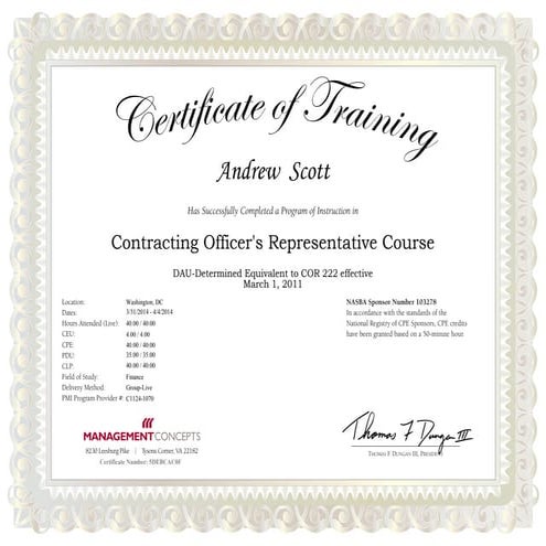 AJScott COR Certificate | PDF