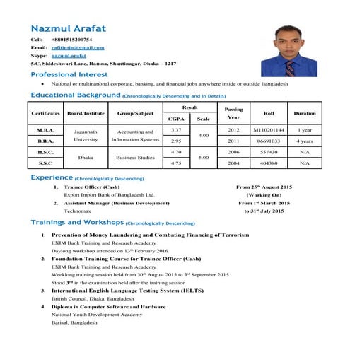 CV _ Nazmul Arafat _ updated on 11-04-2016 | PDF