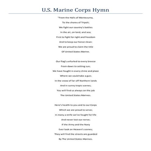 U.S. Marine Corps Hymn lyrics | PDF