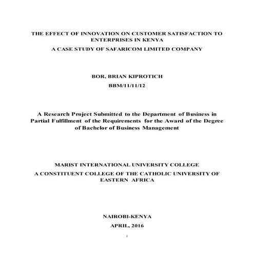 THE EFFECT OF INNOVATION ON CUSTOMER SATISFACTION TO ENTERPRISES IN ...