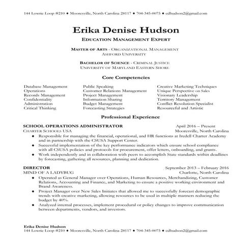 Erika D Hudson ED Excellence Resume | PDF