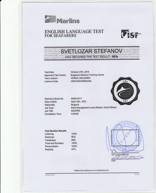 CES Test | PDF | Cruises | Travel Type