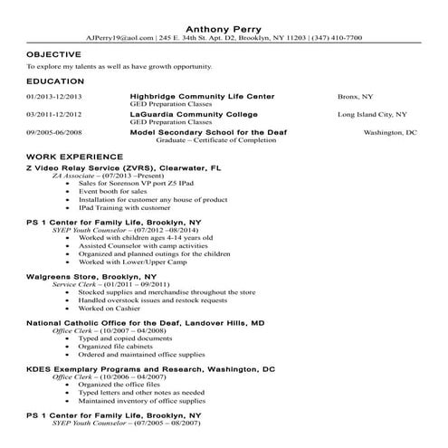 Anthony Perry Resume | DOC