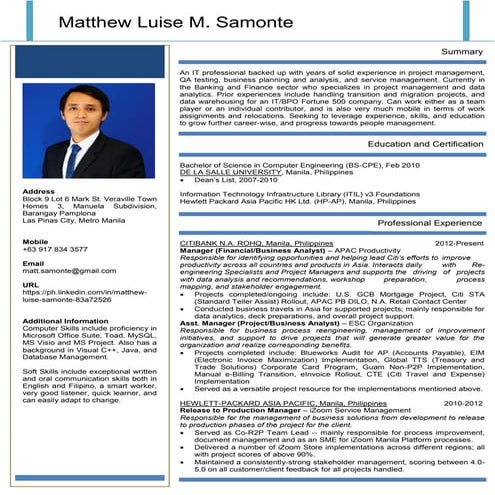 CV - Matthew Samonte 2016 | PDF