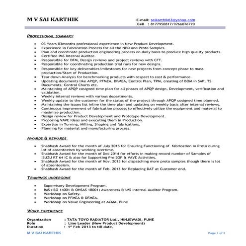 Karthik Resume NPD | DOC