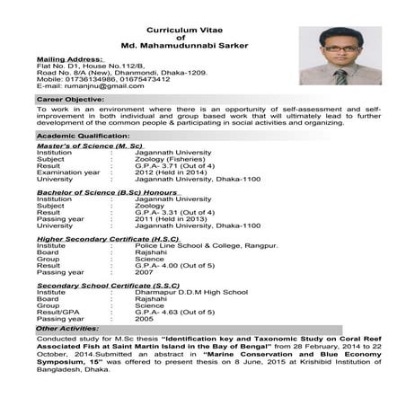 CV of MAHAMUDNNNABI-1 | DOC