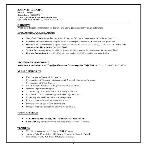 jasmine resume | DOCX