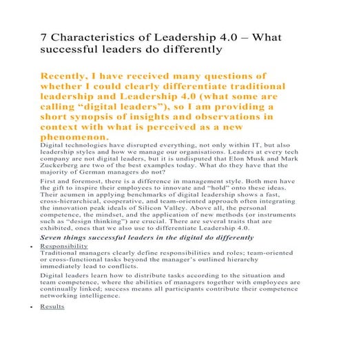 7 characteristics of leadership 4 | PDF