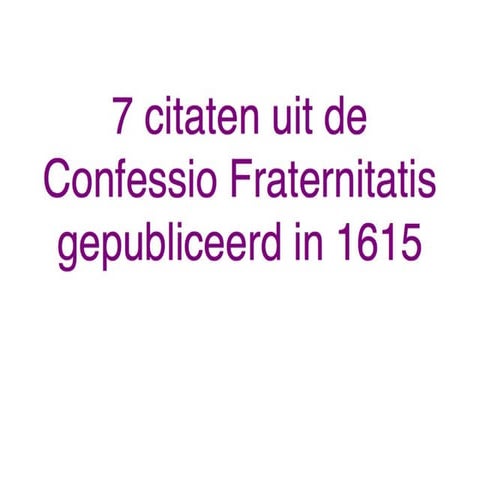 7 citaten uit de confessio fraternitatis rc belijdenis van de ...