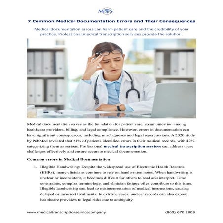 7 Common Medical Documentation Errors and Their Consequences | PDF