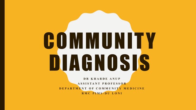 COMMUNITY HEALTH NURSING DIAGNOSIS | PPTX