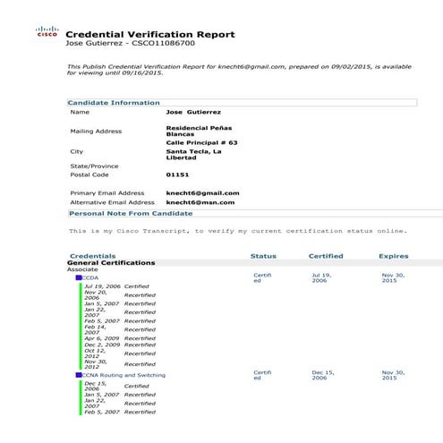 Credential Verification Report | PDF