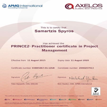 PRINCE2 Practitioner Certificate 082015 | PDF