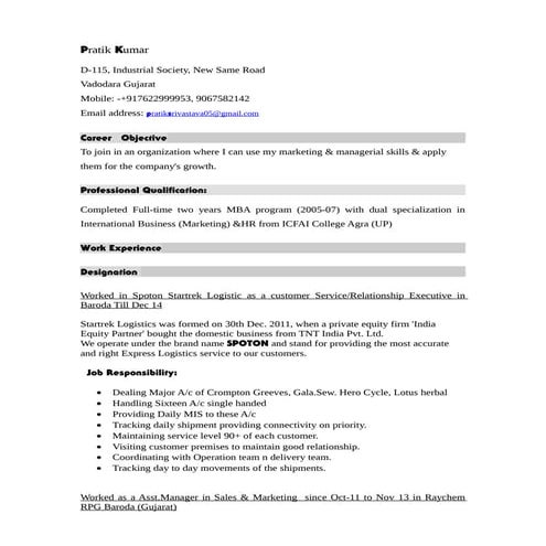 Parthapratim Rusume | DOCX