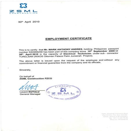 ZSML.Turelsan Cert | PDF