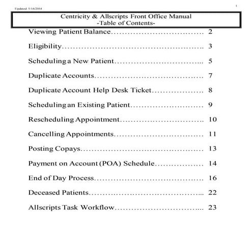 Centricity & Allscripts Trainin Manual Updated | DOCX
