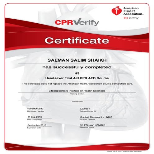 SALMAN SALIM SHAIKH-First Aid CPR Certificate (3) | PDF