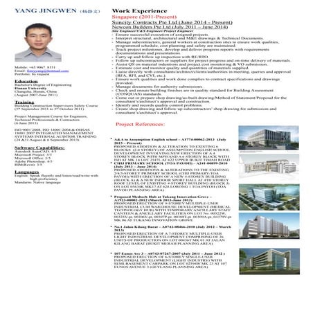 YANG JINGWEN CV2015 | PDF