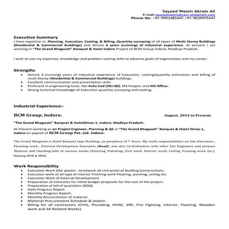 Wasim-CV | PDF | Civil Engineering Industry | Industries