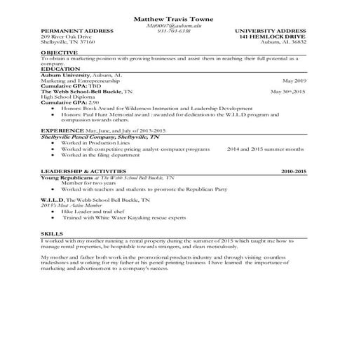 Matthew Smith, Resume 2015 | DOCX