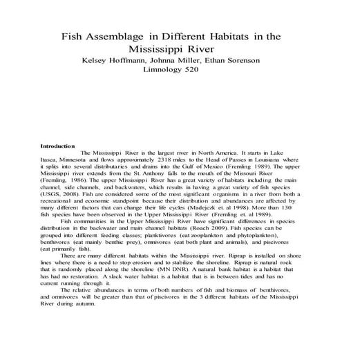 Fish Assemblage in Different Habitats in the Mississippi River | DOCX