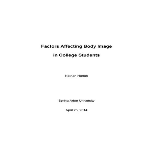 Factors Affecting Body Image in College Students | PDF