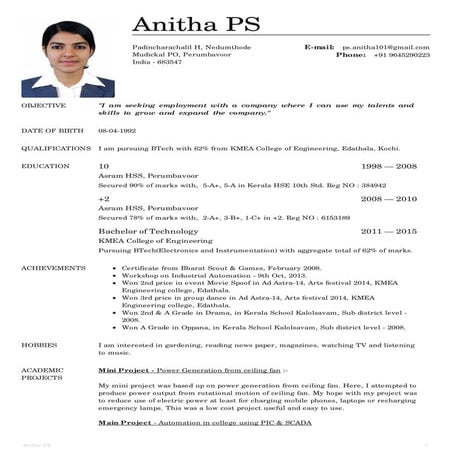 Anitha_CV_new (1) | PDF | Technology & Computing