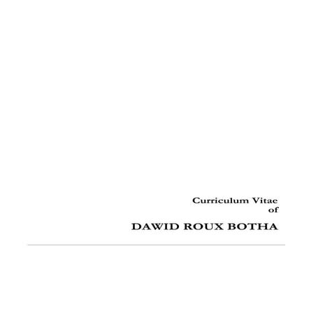 Curriculum Vitae - Dawid Roux Botha | PDF