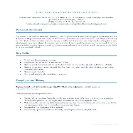 CV Aprilandika Hendra | DOCX