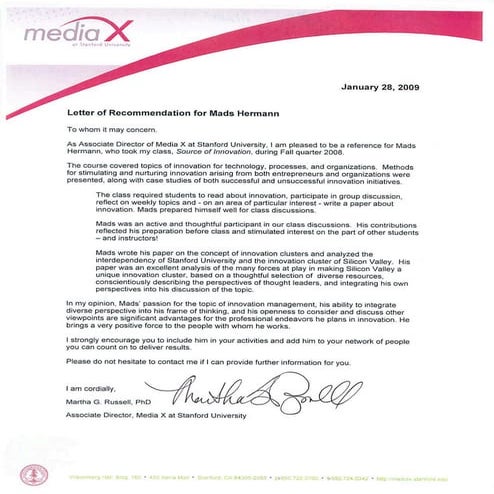 Recommendation from Stanford University | PDF