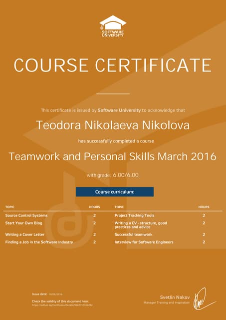 Teamwork-and-Personal-Skills-March-2016-Certificate | PDF