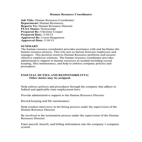 Human Resource Coordinator-final | DOC