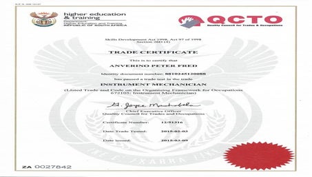 SAQA Certificate