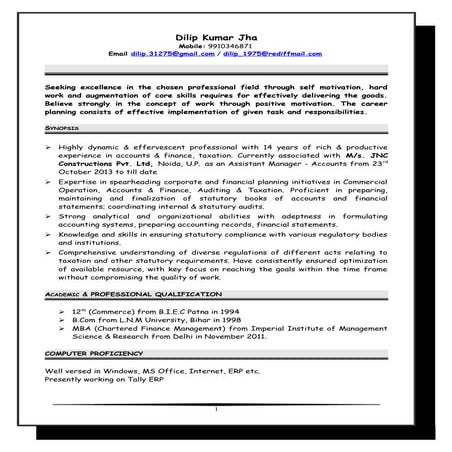 Dilip Kumar Jha Resume | DOC