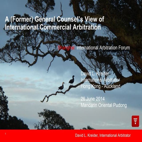 Shanghai Int'l Arbitration Forum SIAC:SHIAC 26 June 2014 | PPT